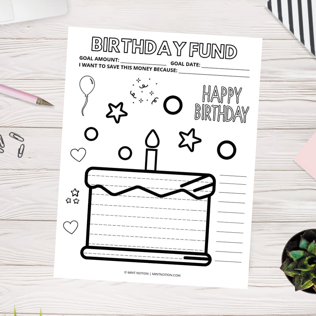 Birthday Fund Savings Tracker (Printable) – Mint Notion Shop