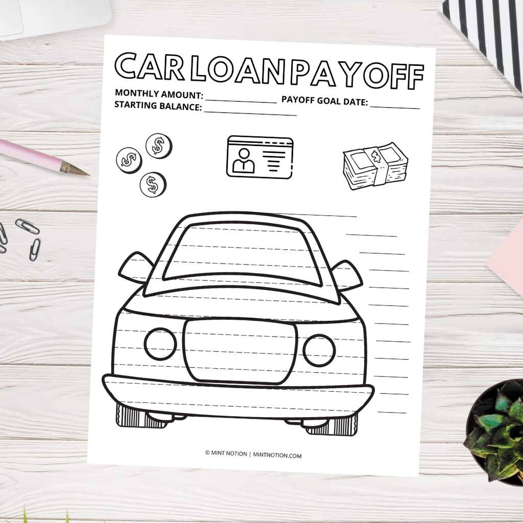 Car Loan Payoff Chart (Printable) – Mint Notion Shop