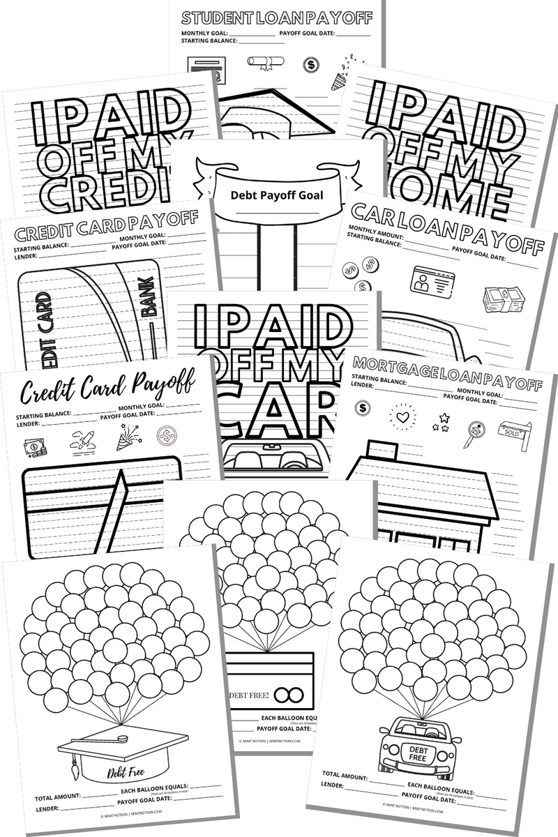 Become Debt Free Printable Bundle Mint Notion Shop