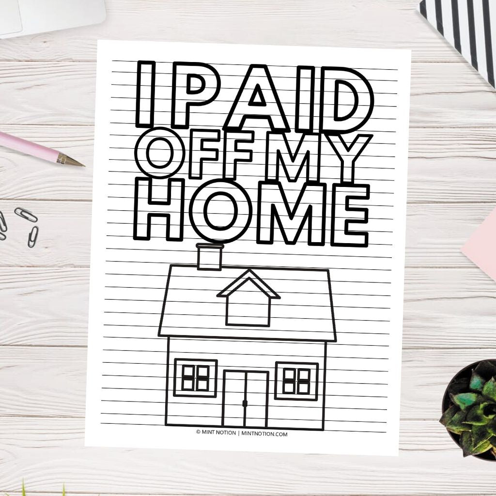 House Debt Payoff Coloring Page (Printable) – Mint Notion Shop