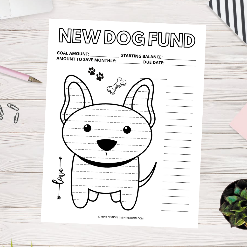New Dog Fund Savings Tracker (Printable) – Mint Notion Shop
