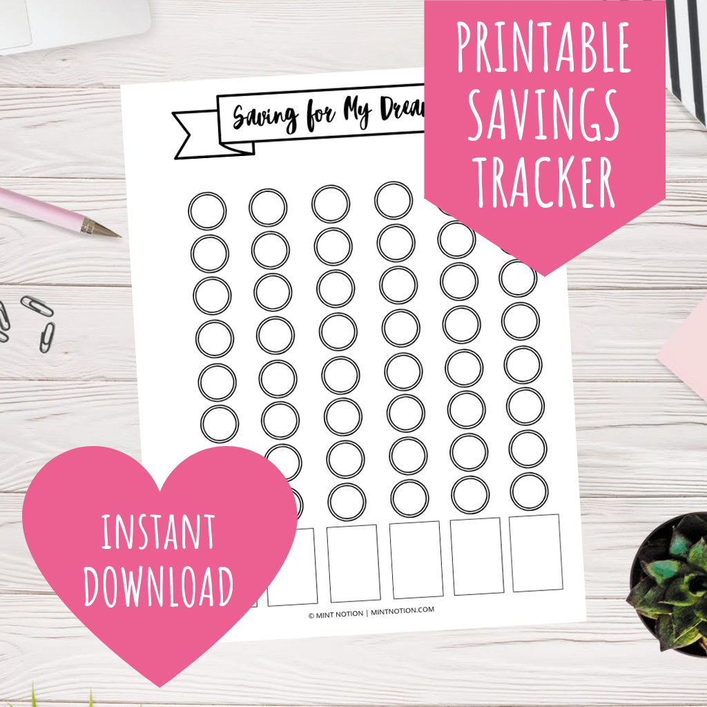 Saving for My Dreams Goal Tracker (Printable) – Mint Notion Shop
