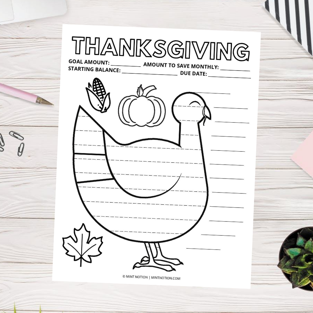 Thanksgiving Savings Tracker (Printable) – Mint Notion Shop